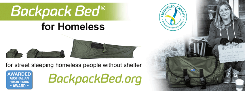 Backpack Bed for Homeless - National charity - helps homeless